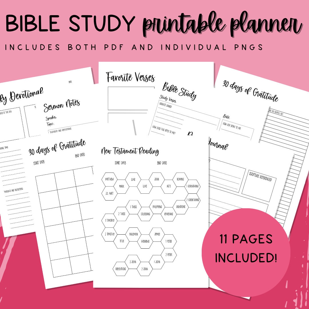 Bible Study Digital Planner Inserts, Sermon Notes, Prayer Journal Pages ...