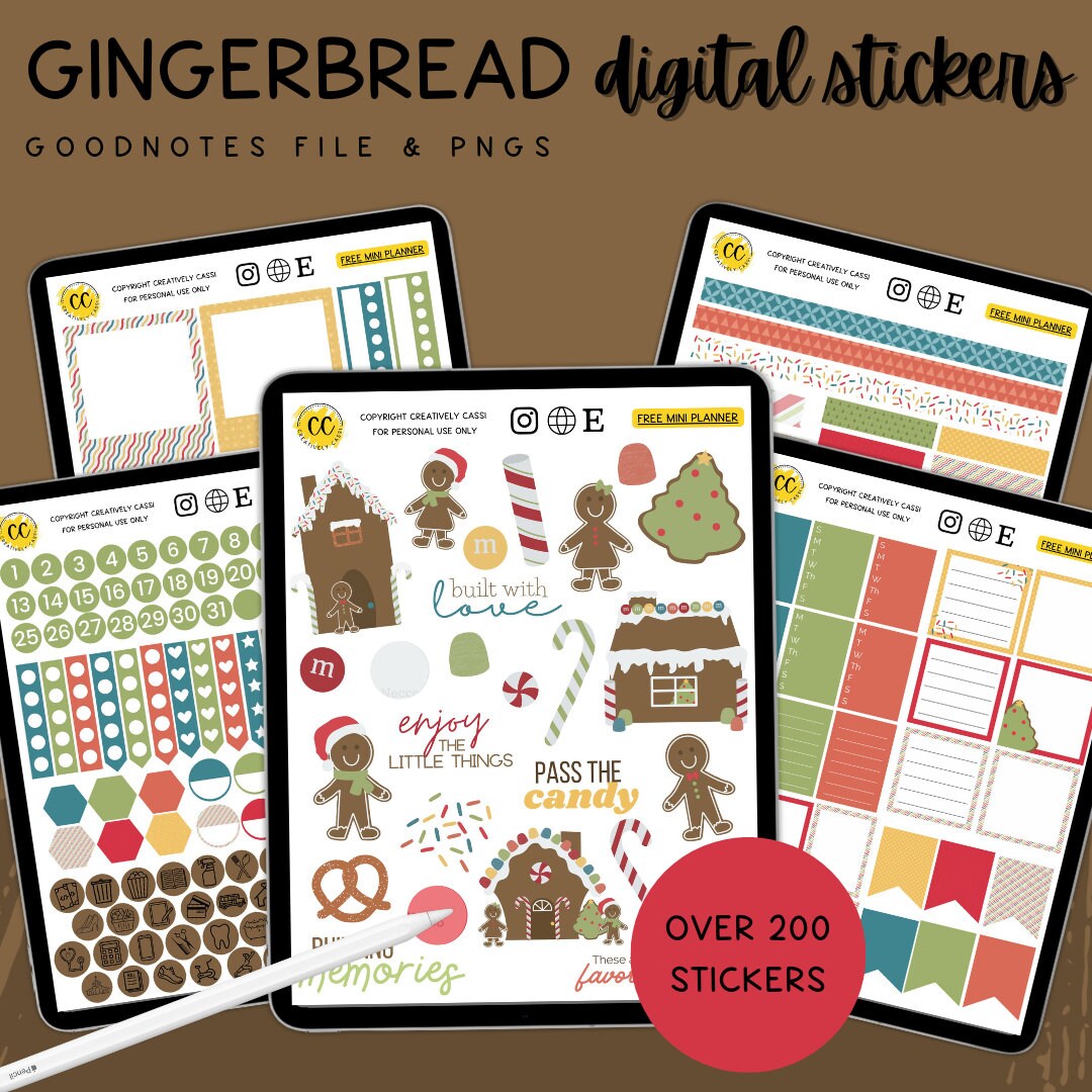 Gingerbread House Digital Planner Stickers, Goodnotes Stickers for ...