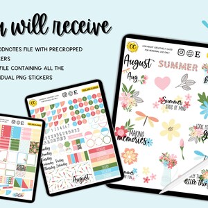 August Digital Planner Stickers Summer Sticker Kit - Etsy