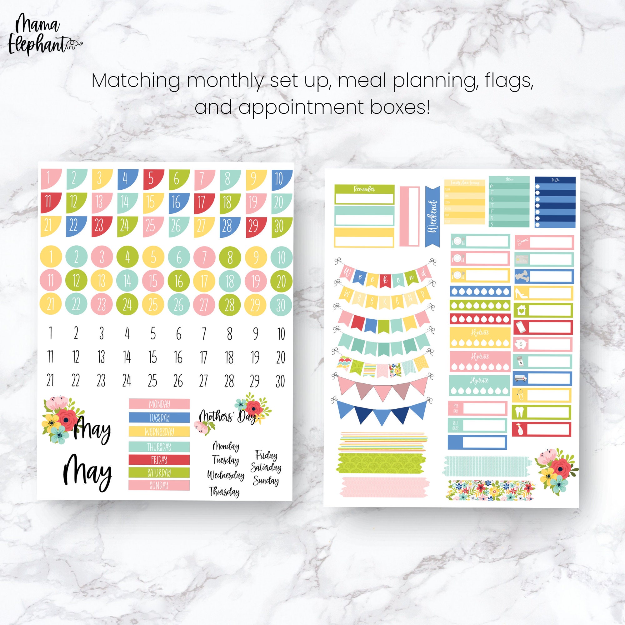 May Digital Planner Stickers Flower Goodnotes Stickers | Etsy