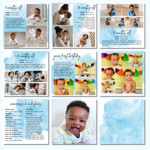 Canva Photobook Template, Baby's First Year Photobook, Boy Baby Book ...