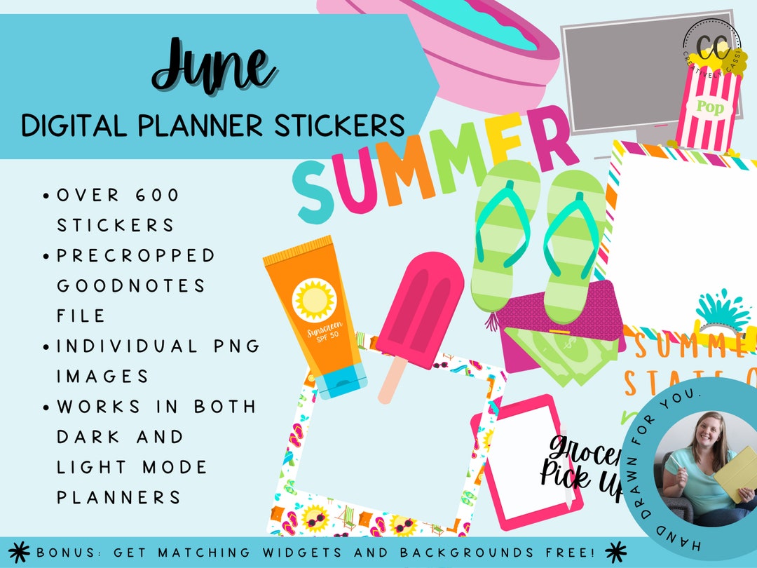 June Digital Planner Sticker Kit Summer Goodnotes Stickers - Etsy