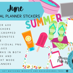 June Digital Planner Sticker Kit Summer Goodnotes Stickers - Etsy