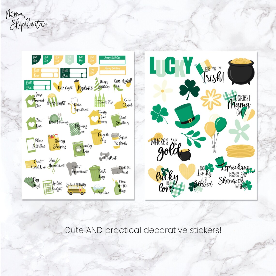 March Digital Planner Stickers St. Patrick's Day Sticker | Etsy