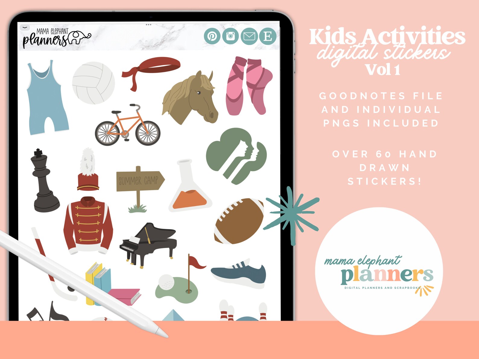 Kids Activity Vol 1 Digital Planner Stickers Sports Clipart - Etsy