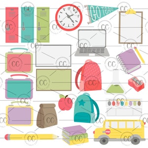 School Clipart and Digital Scrapbook Papers, Digital School Days ...