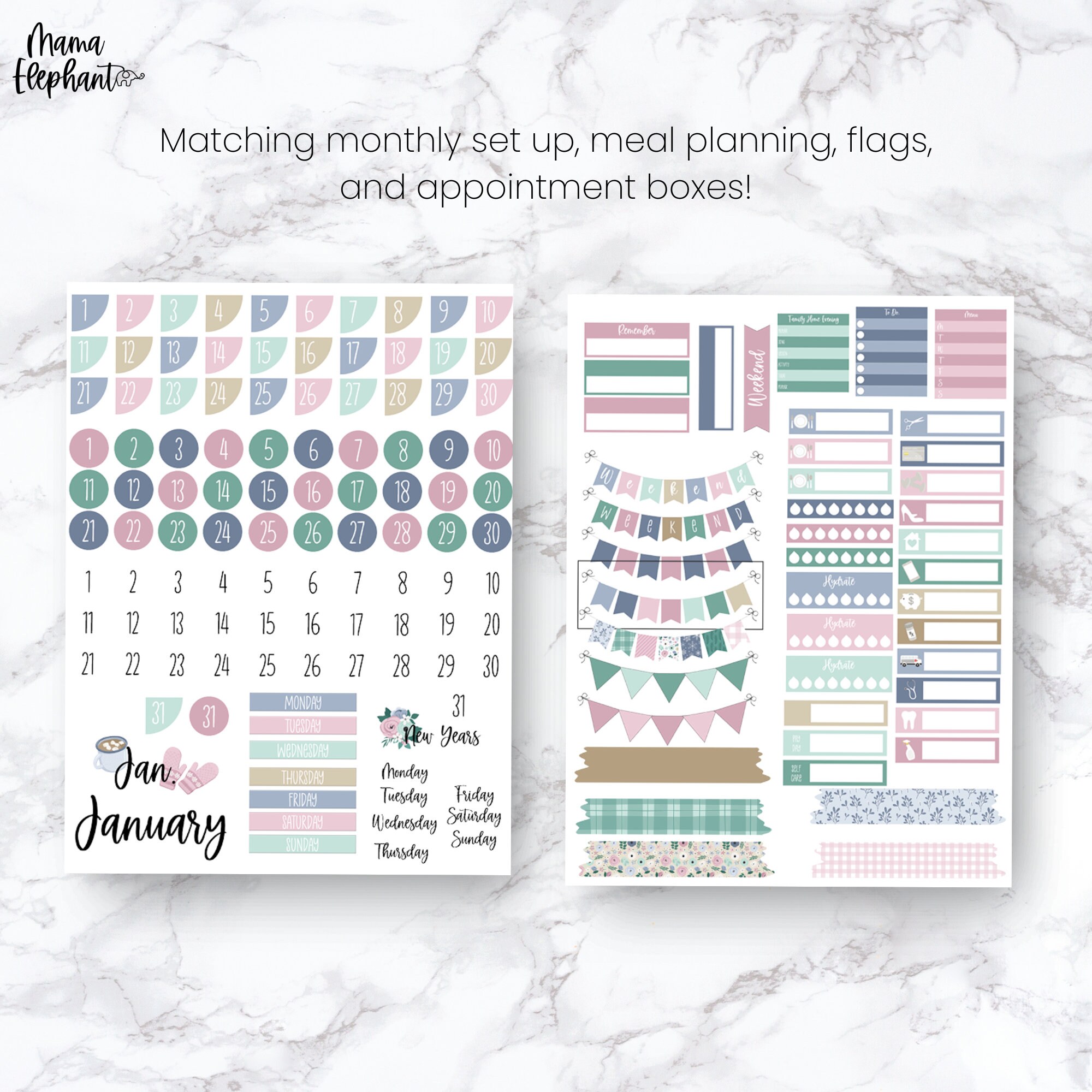 January Monthly Kit Digital Stickers Winter Planner Stickers - Etsy