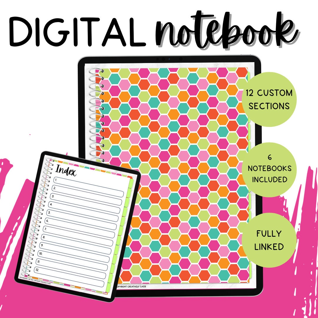Bright Rainbow Digital Notebook, Goodnotes Customizable Notebook ...