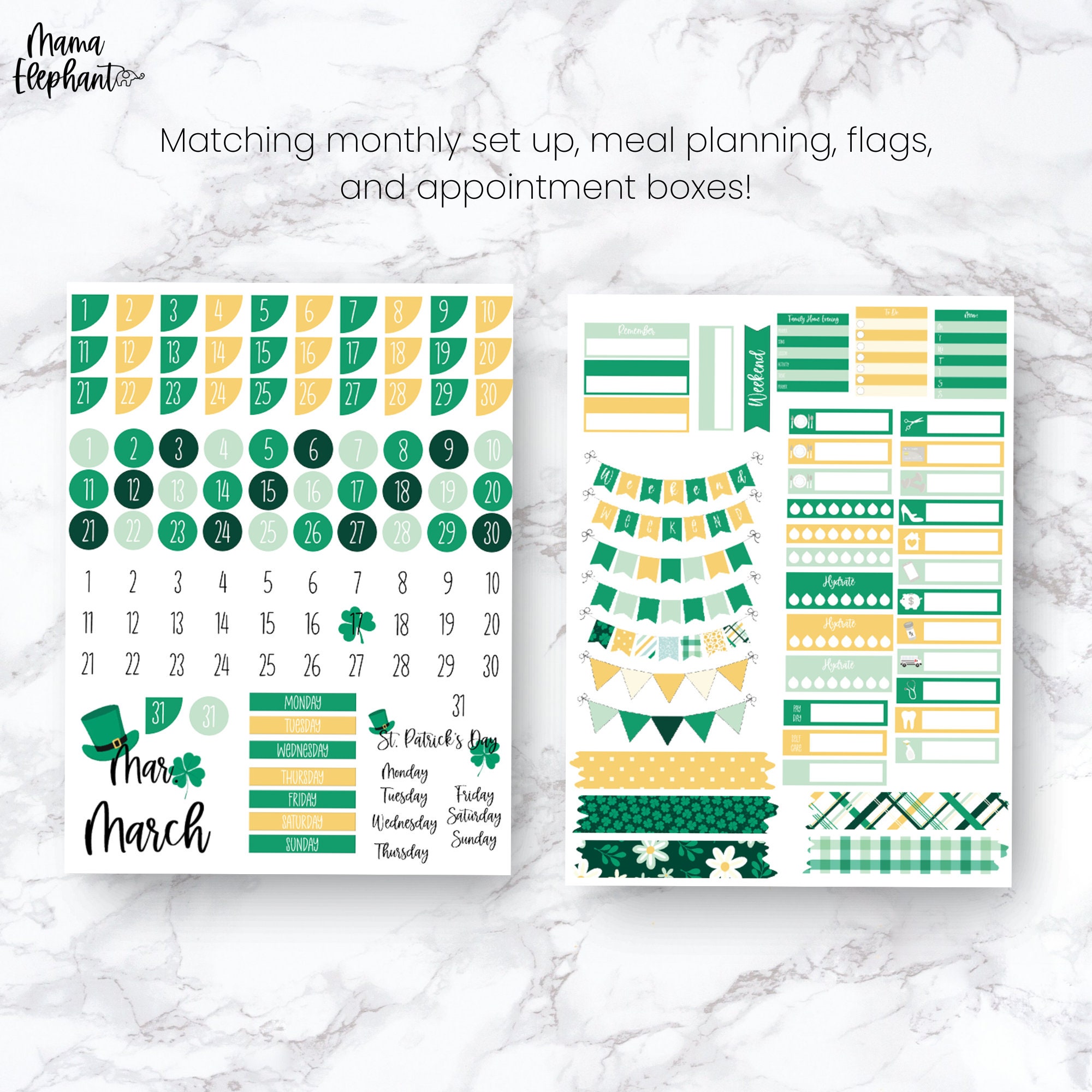 March Digital Planner Stickers St. Patrick's Day Sticker - Etsy