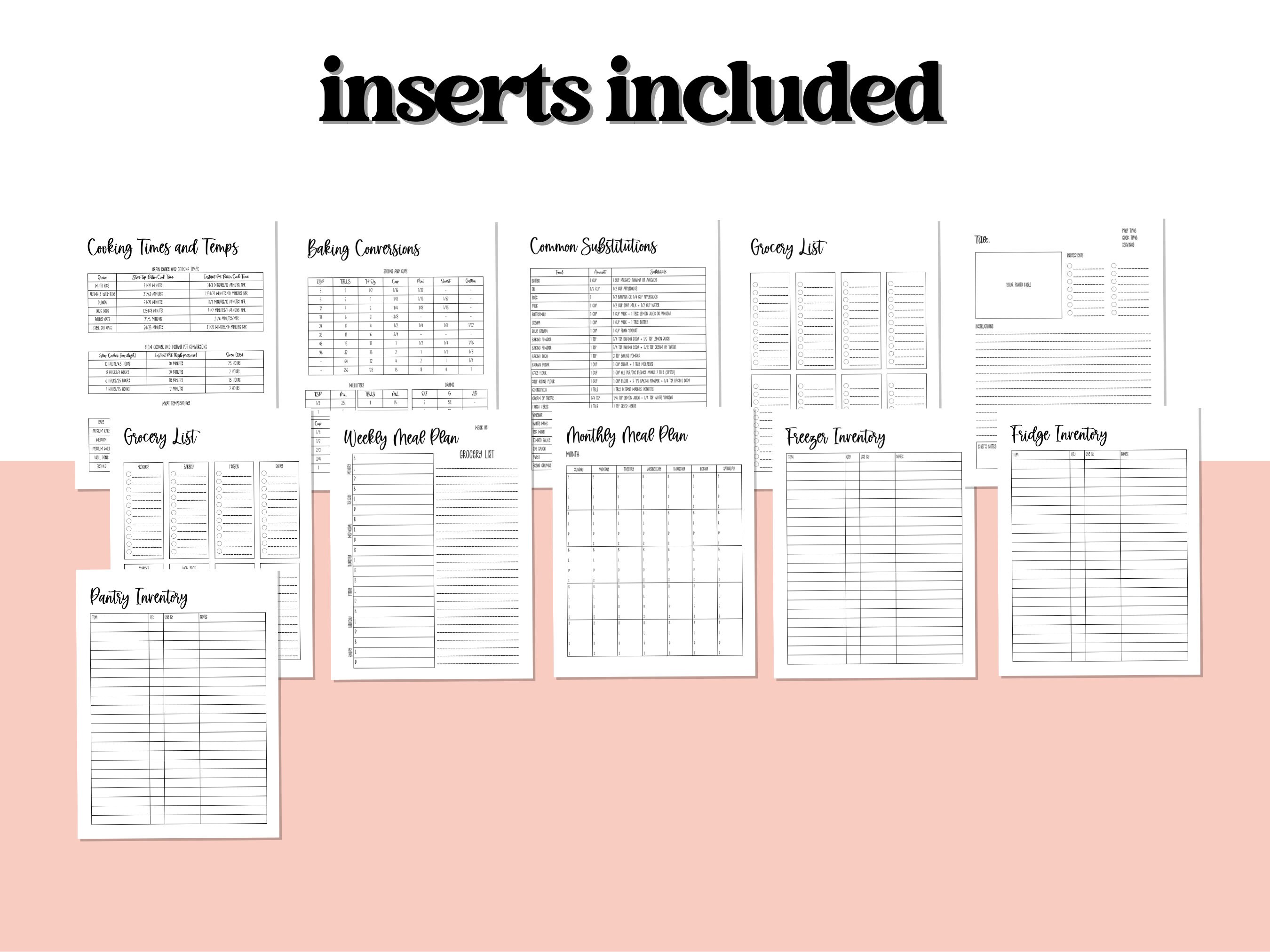 Meal Planning Digital Planner Inserts Fridge Inventory - Etsy
