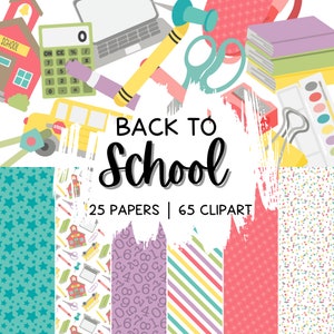School Clipart and Digital Scrapbook Papers, Digital School Days ...