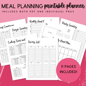 Meal Planning Digital Planner Inserts, Fridge Inventory, Pantry ...