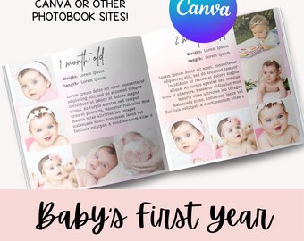 Printable Baby Memory Book Canva Templates the First Five Years |baby ...