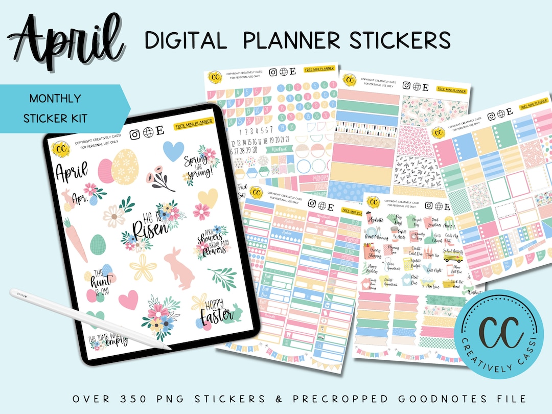 April Digital Planner Stickers Easter Sticker Kit Holiday - Etsy