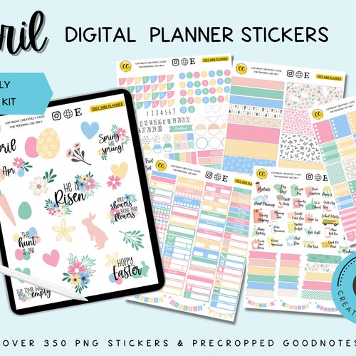 April Digital Planner Stickers Easter Sticker Kit Holiday - Etsy