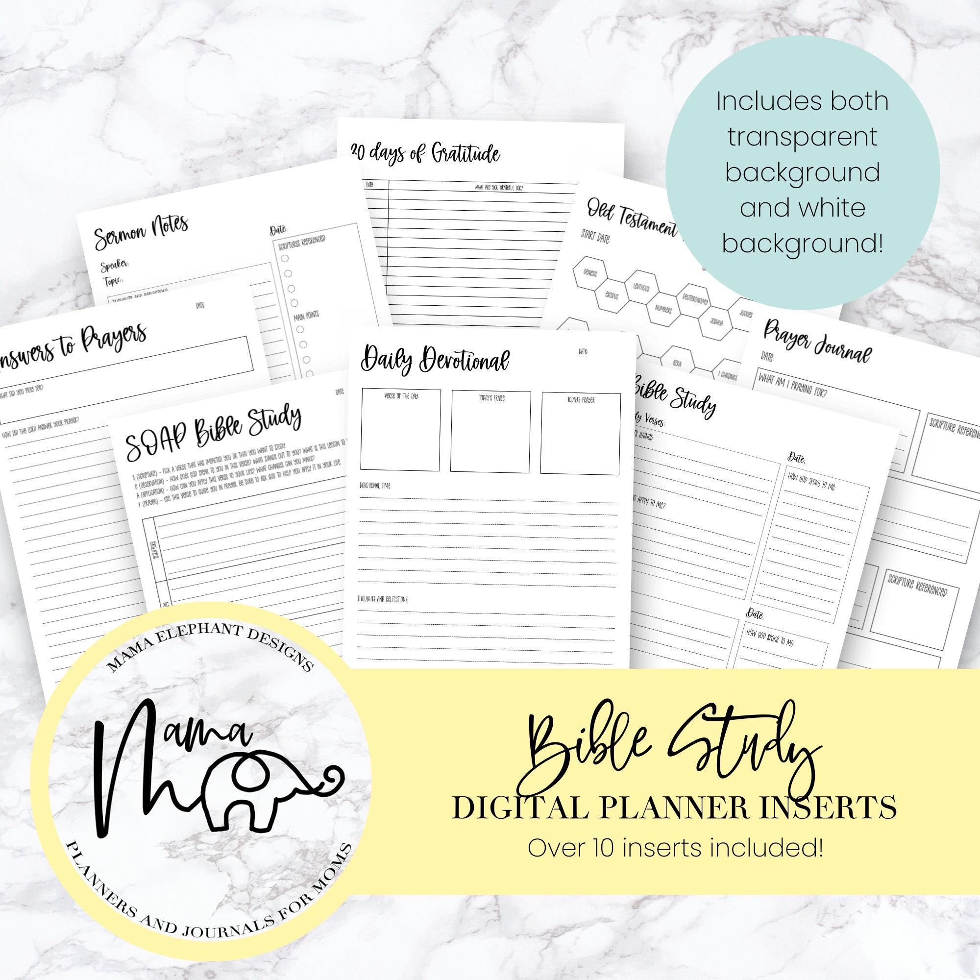 Bible Study Digital Planner Inserts Sermon Notes Prayer | Etsy