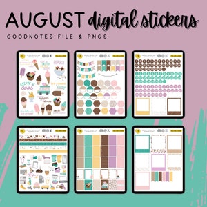 August Digital Planner Stickers, Ice Cream Goodnotes Stickers ...