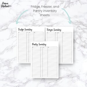 Meal Planning Digital Planner Inserts Fridge Inventory - Etsy
