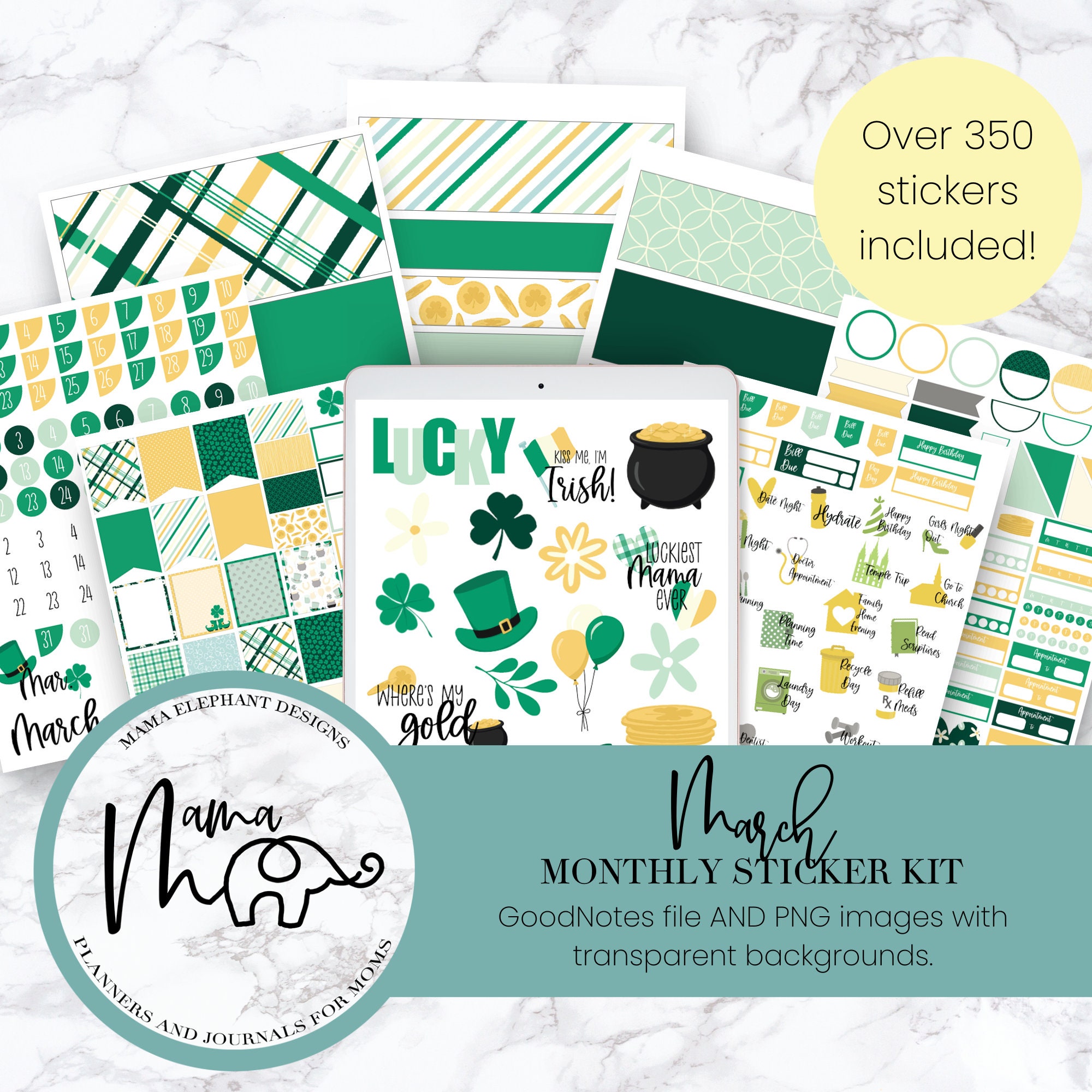March Digital Planner Stickers St. Patrick's Day Sticker | Etsy