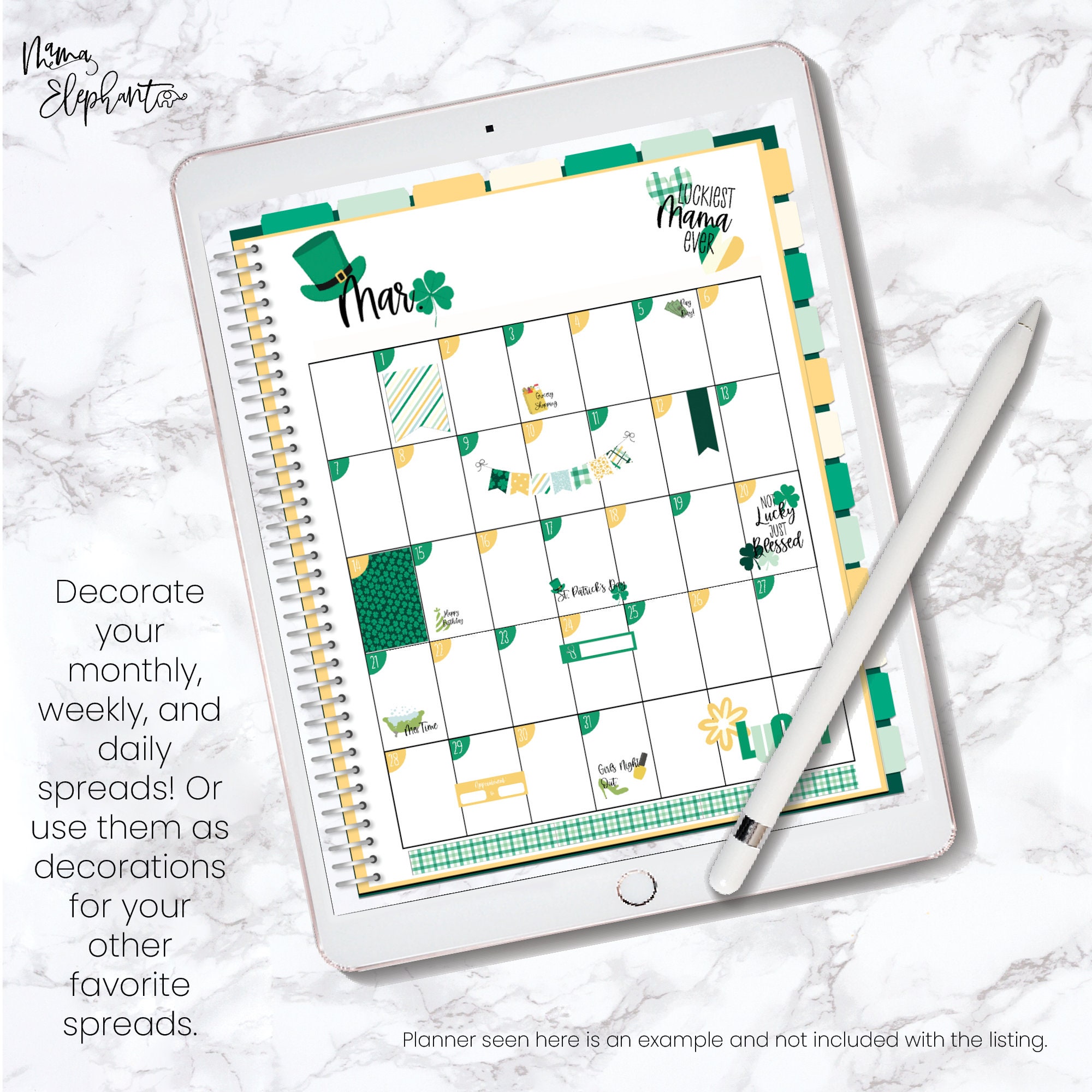 March Digital Planner Stickers St. Patrick's Day Sticker | Etsy
