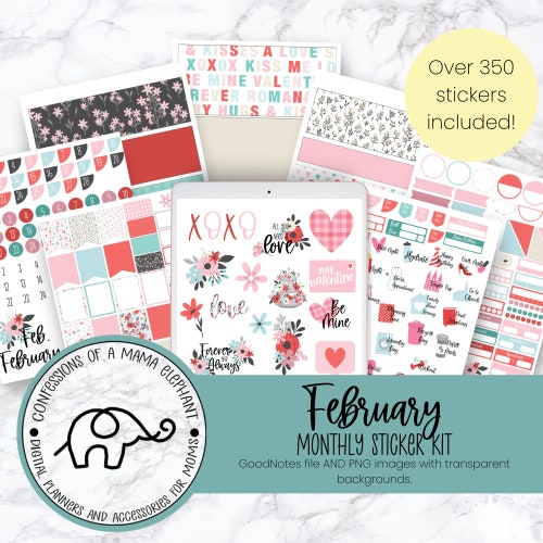 February Digital Planner Stickers Valentine's Day Sticker | Etsy