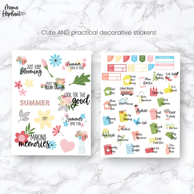 August Digital Planner Stickers Summer Sticker Kit - Etsy