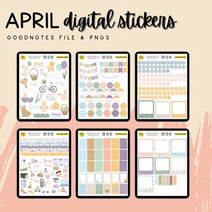 April Digital Planner Sticker Kit, Easter Goodnotes Stickers, Spring ...