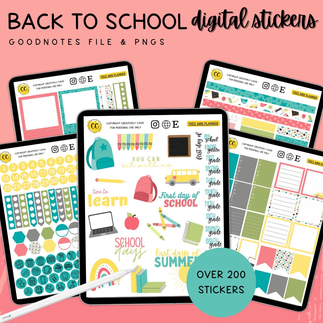 Back to School Digital Planner Stickers, School Time Stickers ...