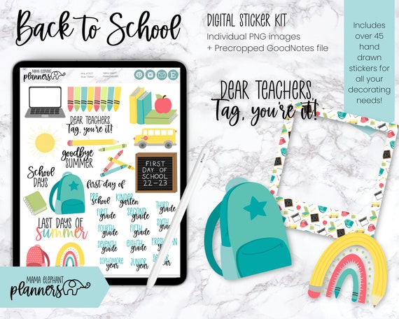 Back to School Digital Planner Stickers School Time Stickers - Etsy