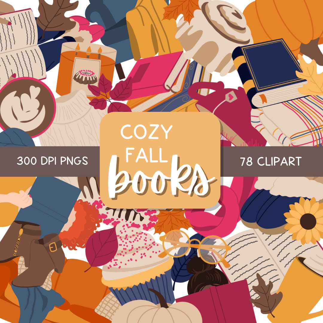 Fall Bookish Clipart for Digital Scrapbooking, Digital Book Club ...