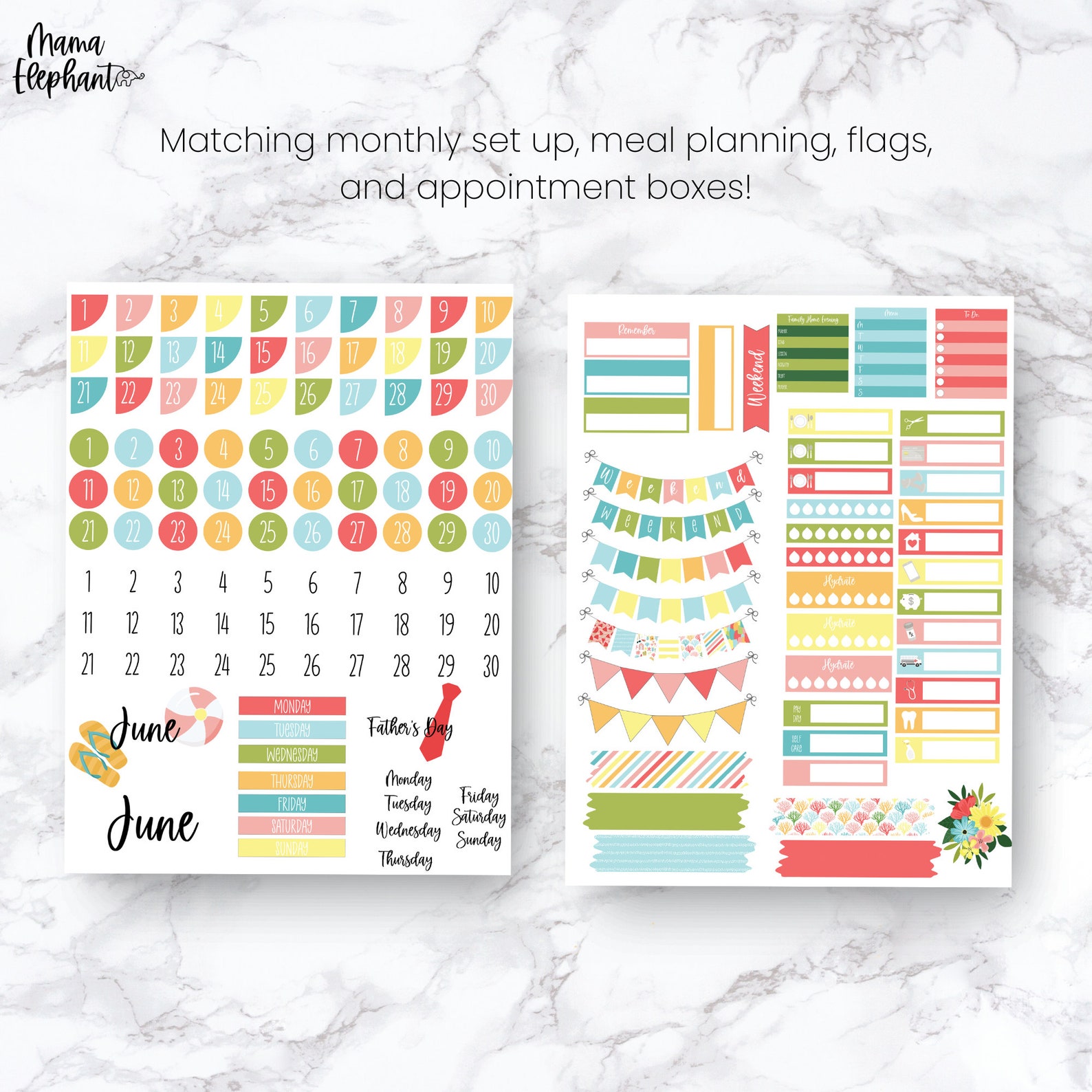 June Digital Planner Stickers Summer Sticker Kit Holiday - Etsy