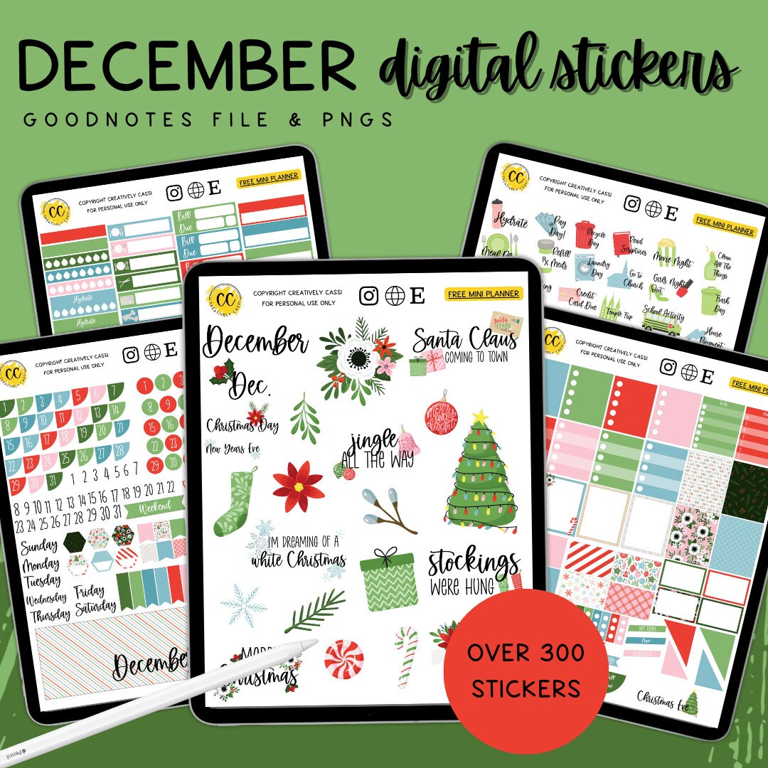 December Digital Planner Sticker, Christmas Precropped Goodnotes ...