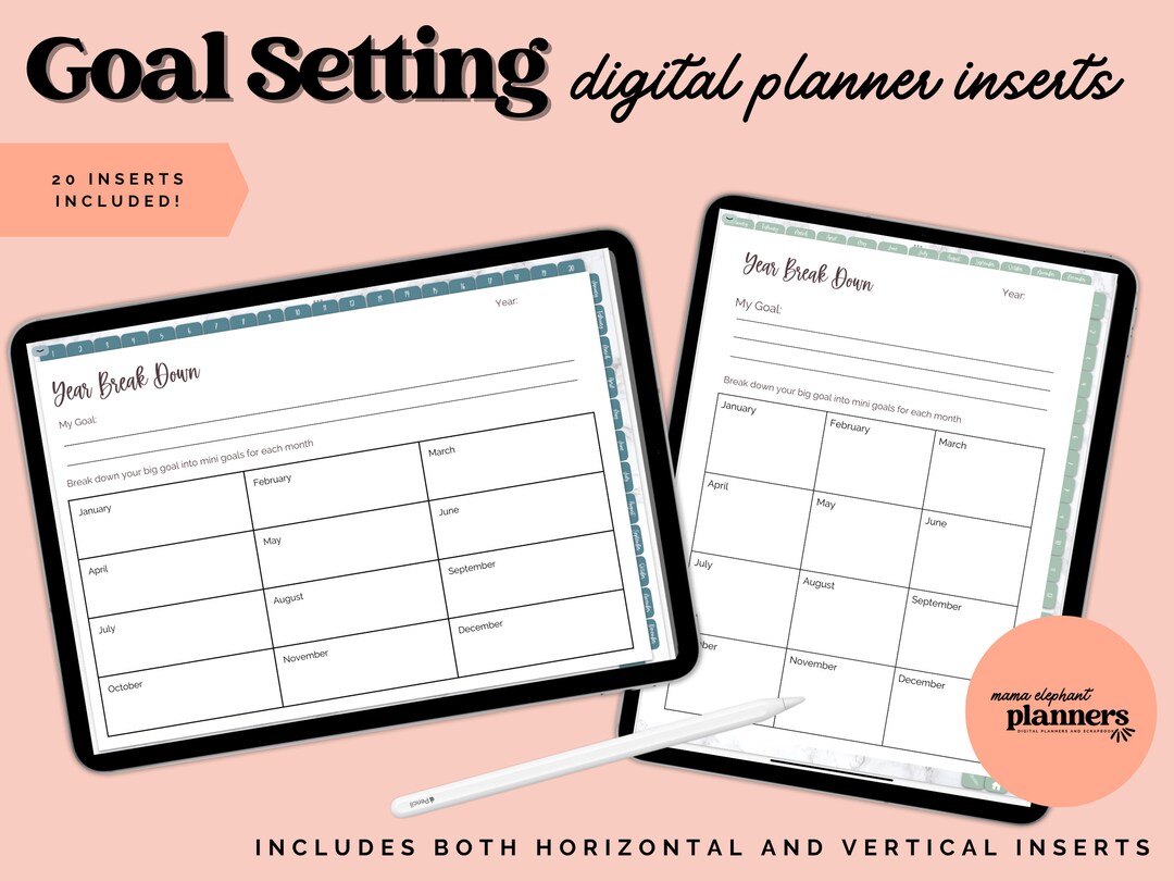 Goal Setting Digital Planner Inserts Goal Planning Goodnotes - Etsy
