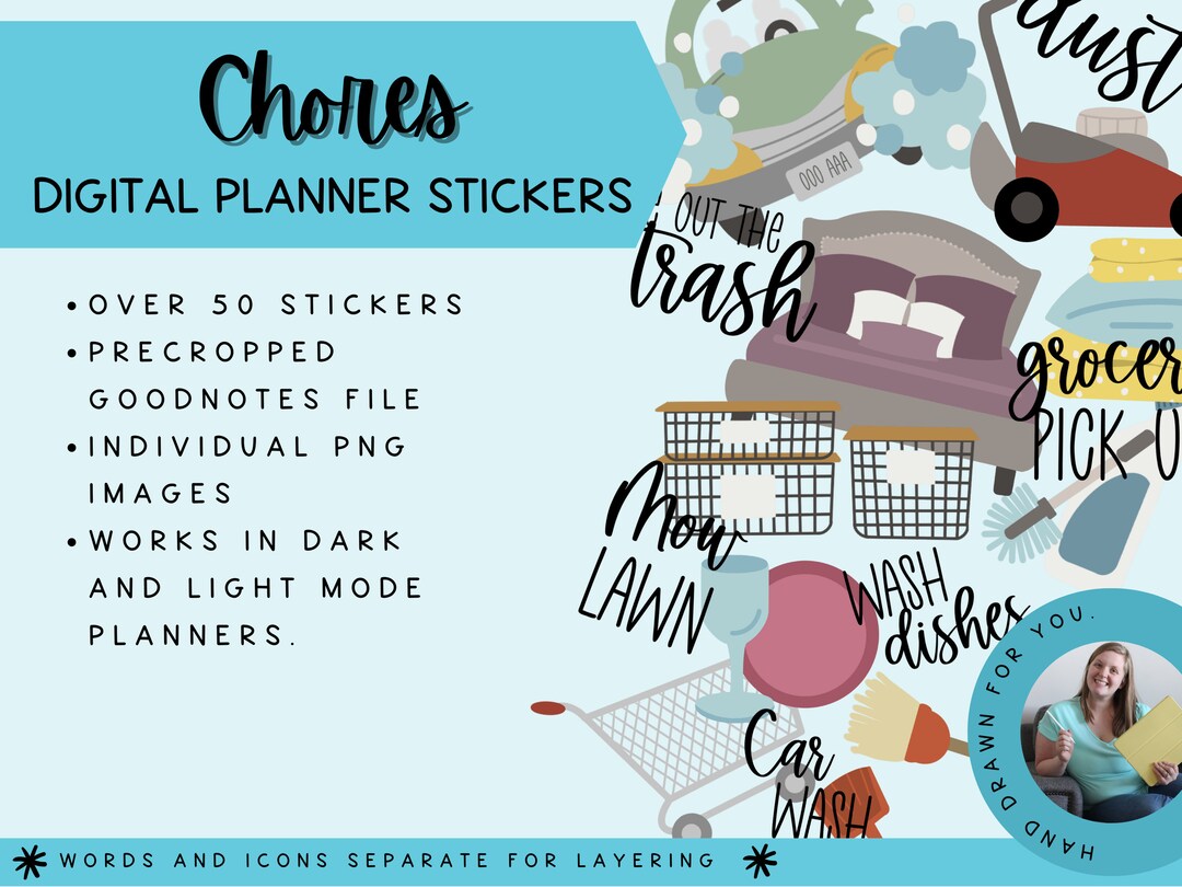 Chores Digital Planner Stickers Cleaning Goodnotes Stickers - Etsy