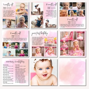 Canva Photobook Template, Baby's First Year Photobook, Girl Baby Book ...
