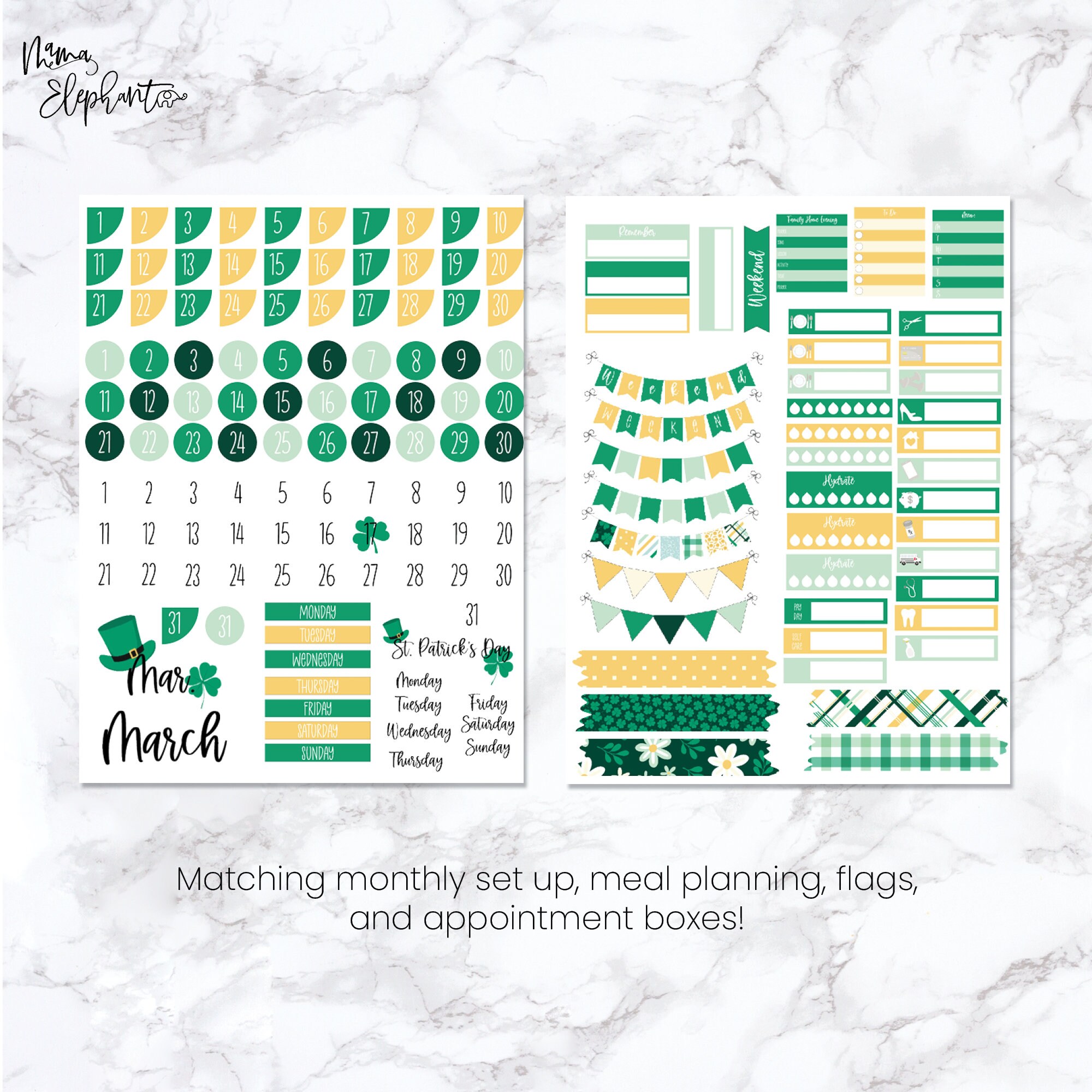 March Digital Planner Stickers St. Patrick's Day Sticker | Etsy