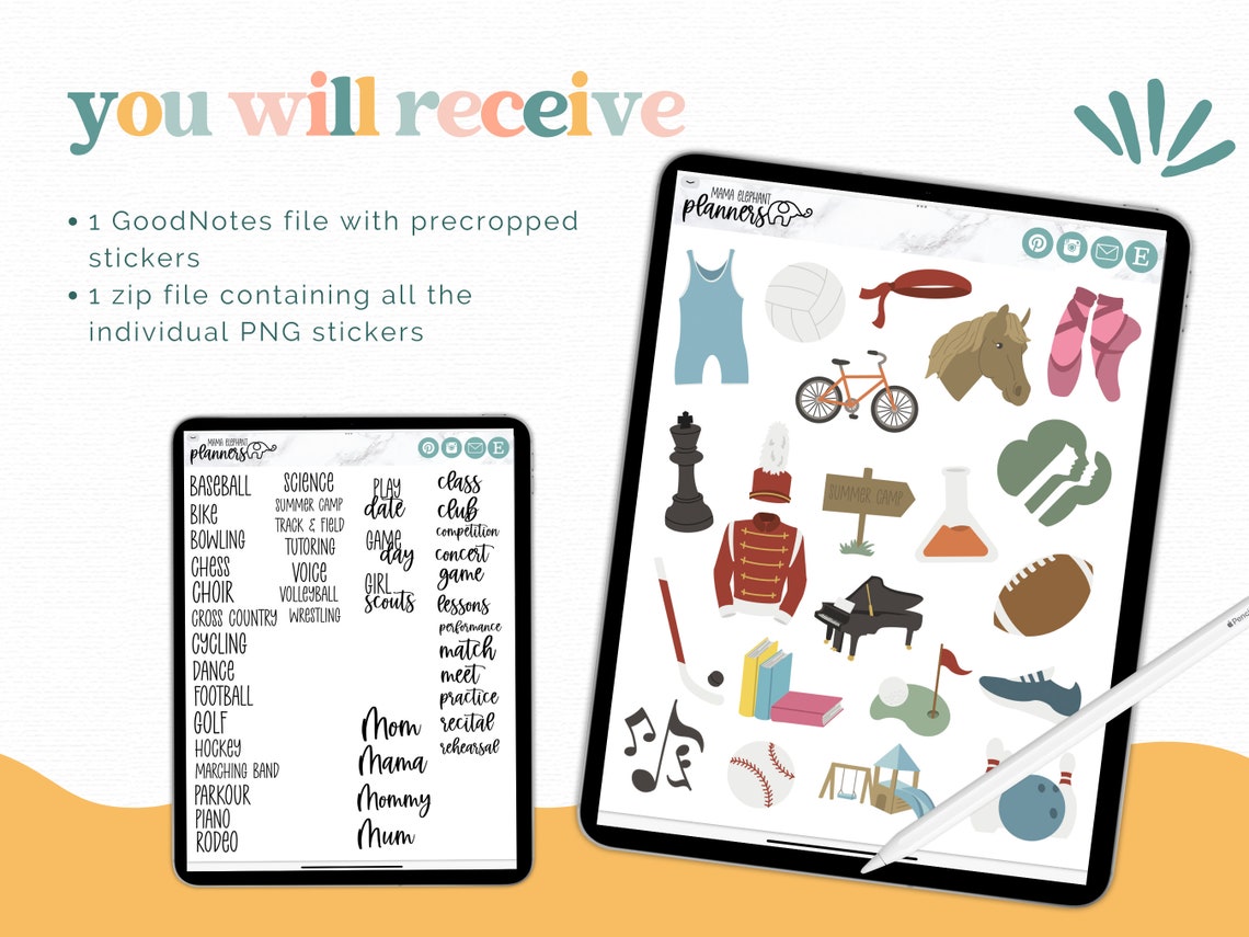 Kids Activity Vol 1 Digital Planner Stickers Sports Clipart - Etsy