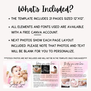 Canva Photobook Template, Baby's First Year Photobook, Girl Baby Book ...