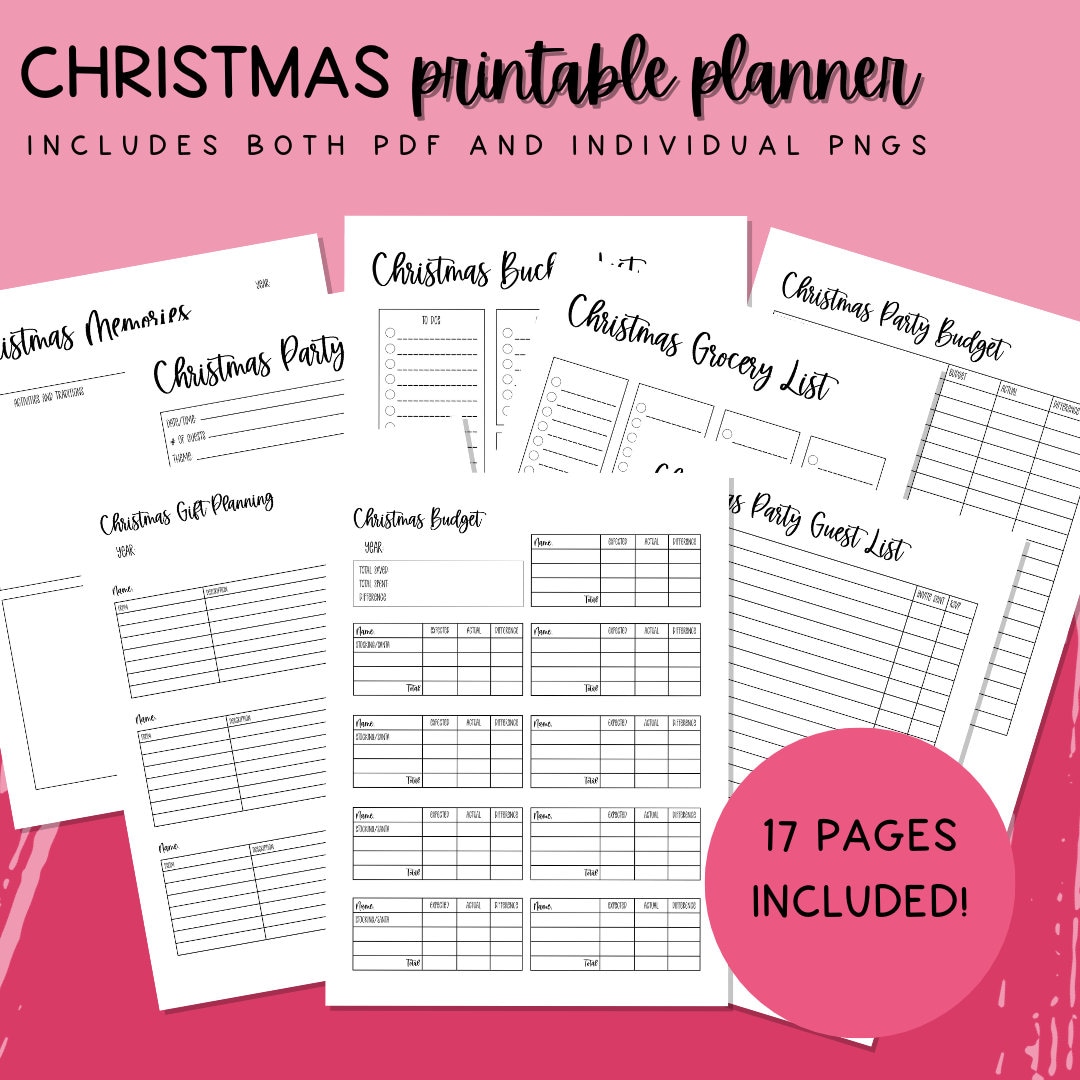 Christmas Digital Planner Inserts, Holiday Party Planner, Christmas ...