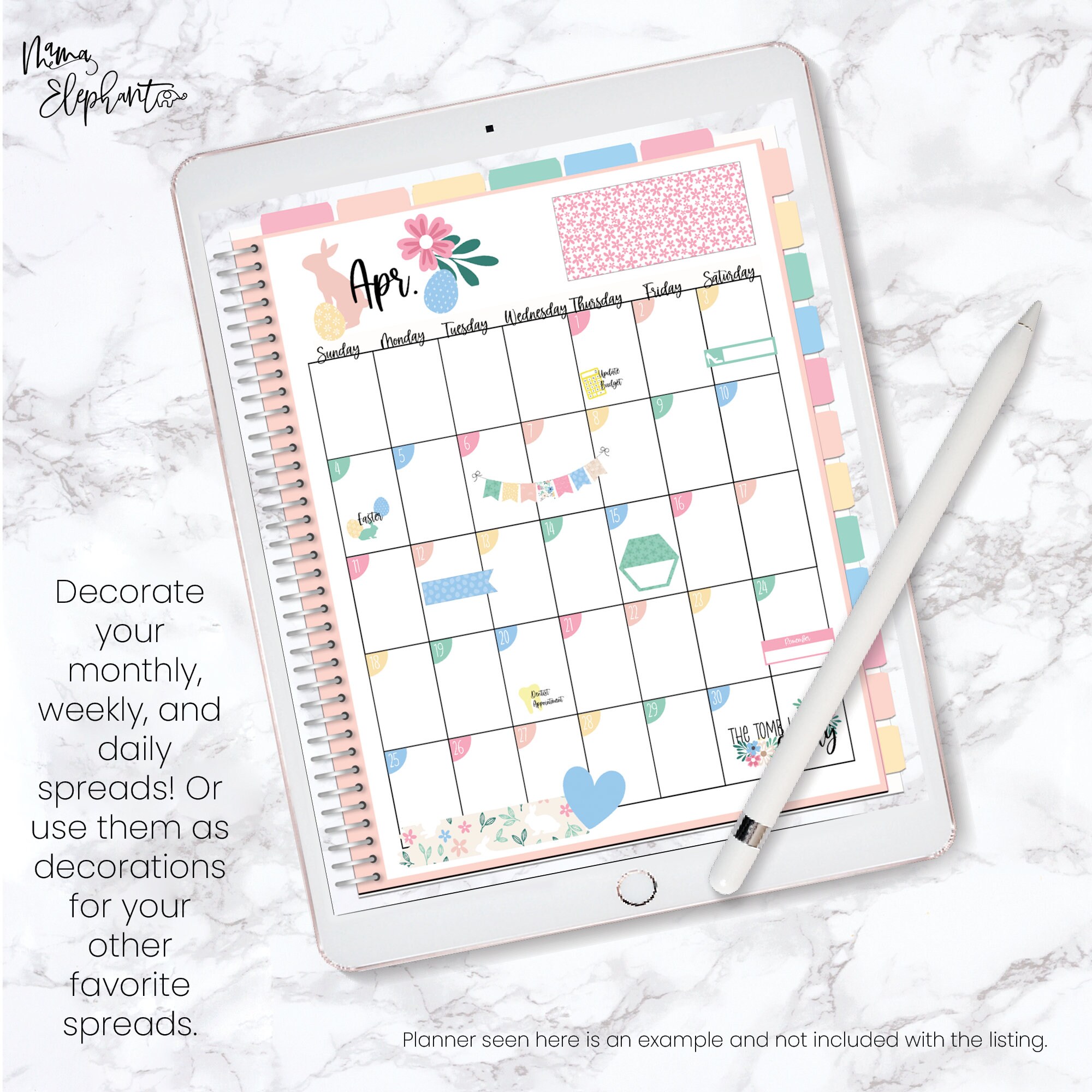 April Digital Planner Stickers Easter Sticker Kit Holiday | Etsy