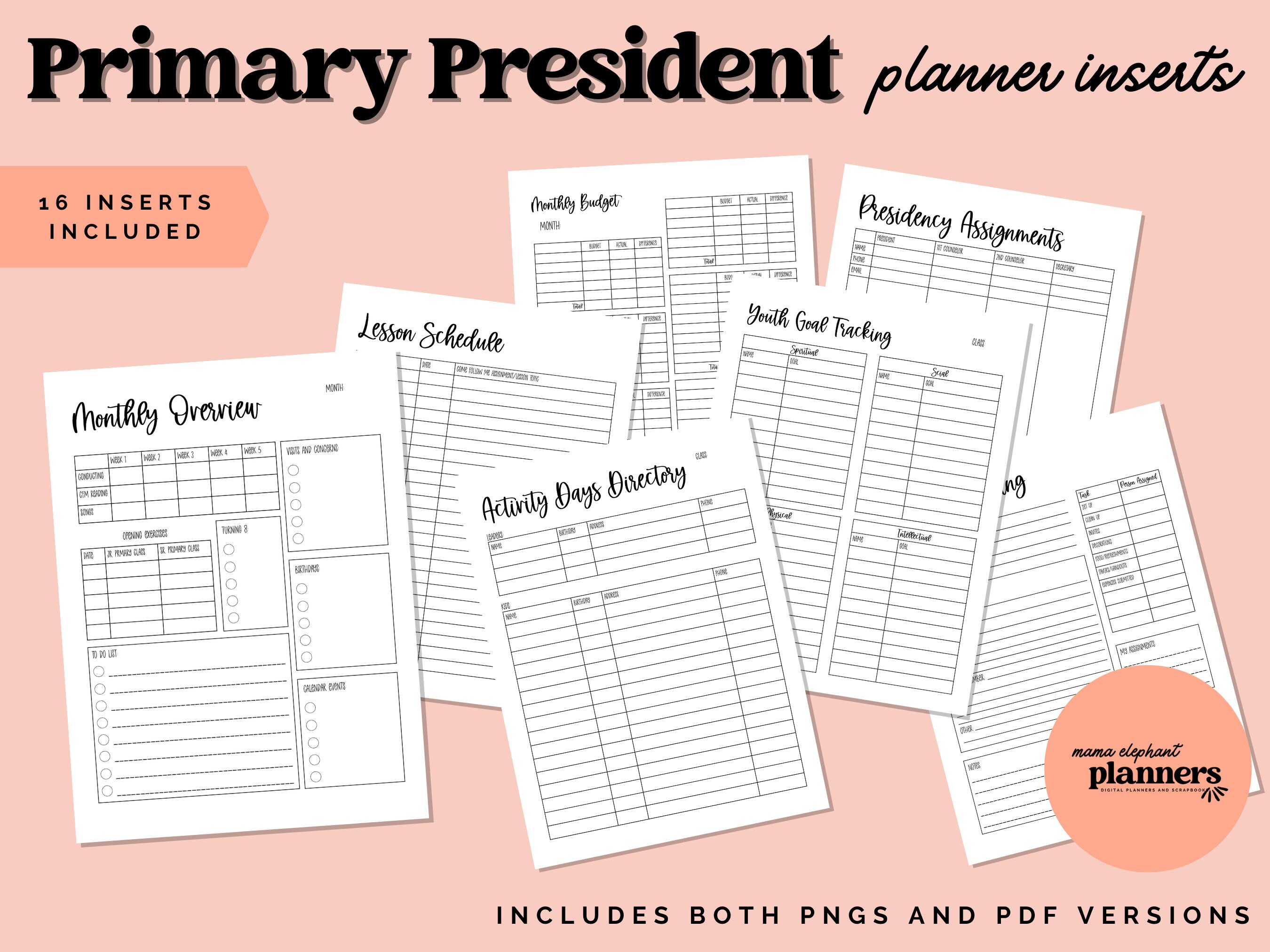 Primary Presidency Digital Planner Inserts LDS Primary - Etsy