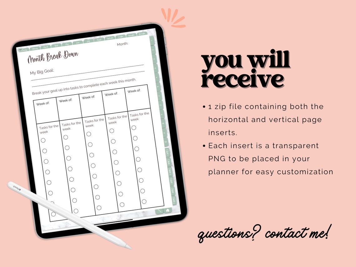 Goal Setting Digital Planner Inserts Goal Planning Goodnotes - Etsy