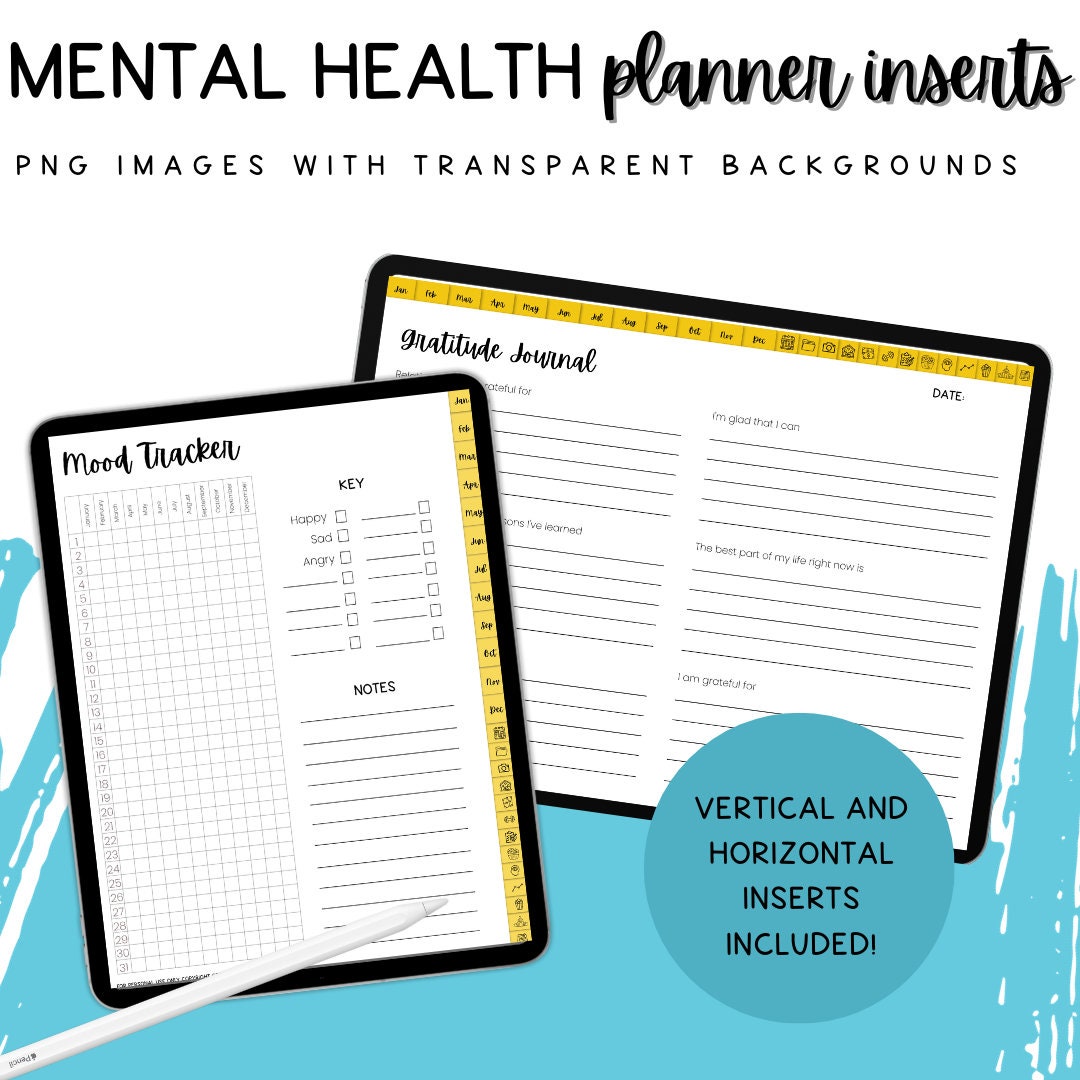 Mental Health Digital Planner Inserts, Depression Tracker, Anxiety ...