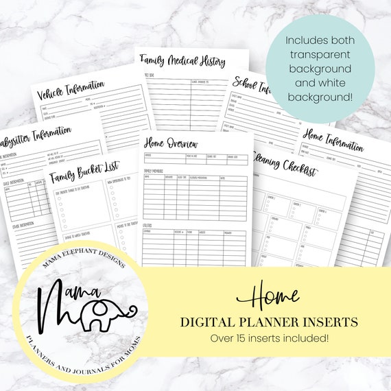 Home Planning Digital Planner Inserts Home GoodNotes Pages | Etsy