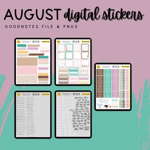 August Digital Planner Stickers, Ice Cream Goodnotes Stickers ...