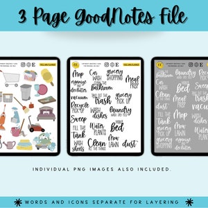 Chores Digital Planner Stickers Cleaning Goodnotes Stickers - Etsy
