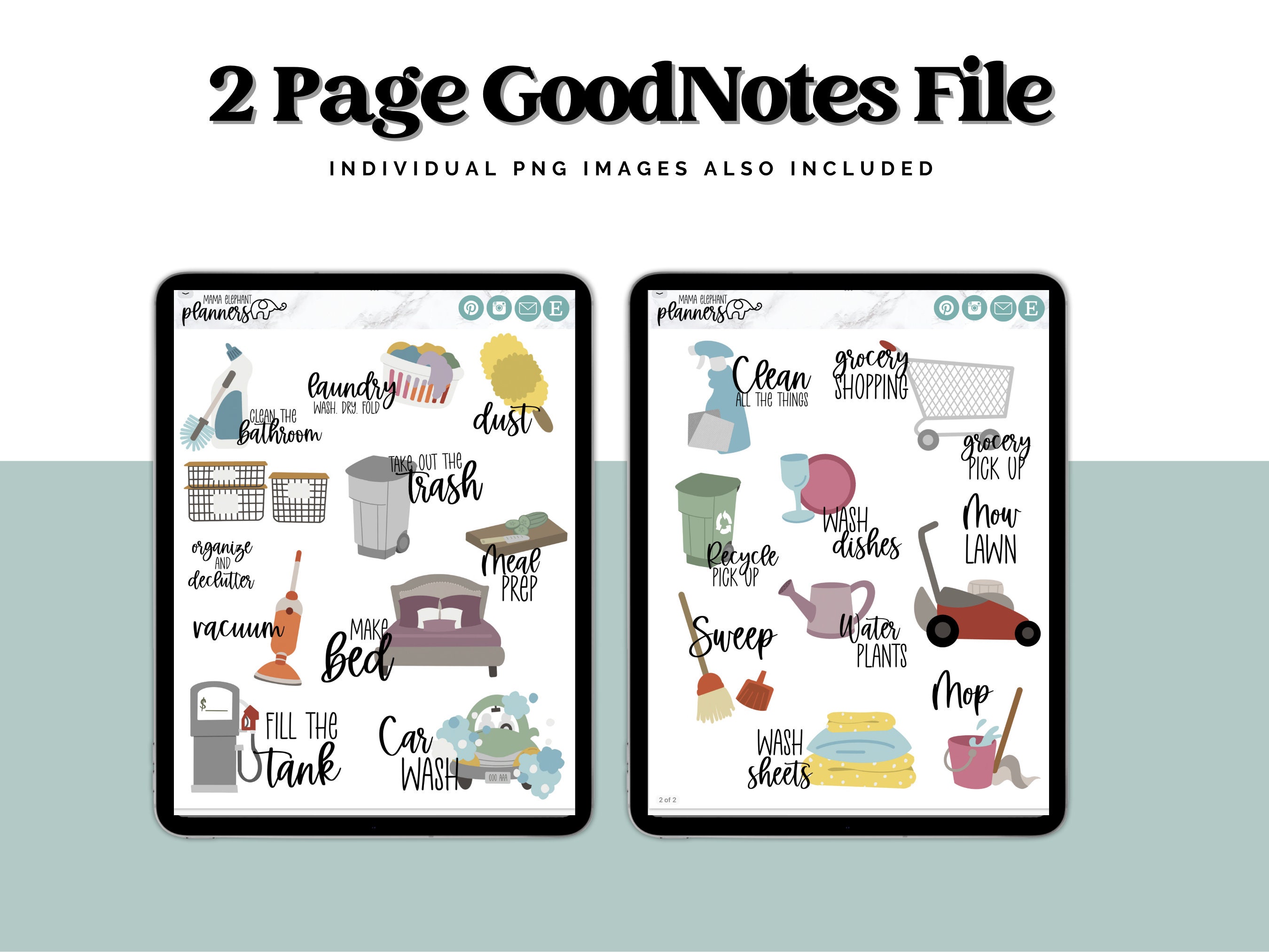 Chores Digital Planner Stickers Cleaning Goodnotes Stickers - Etsy