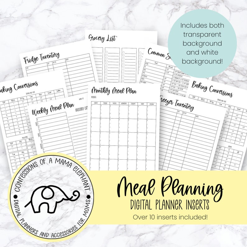 Meal Planning Digital Planner Inserts Fridge Inventory - Etsy