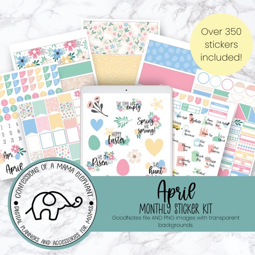 April Digital Planner Stickers Easter Sticker Kit Holiday - Etsy