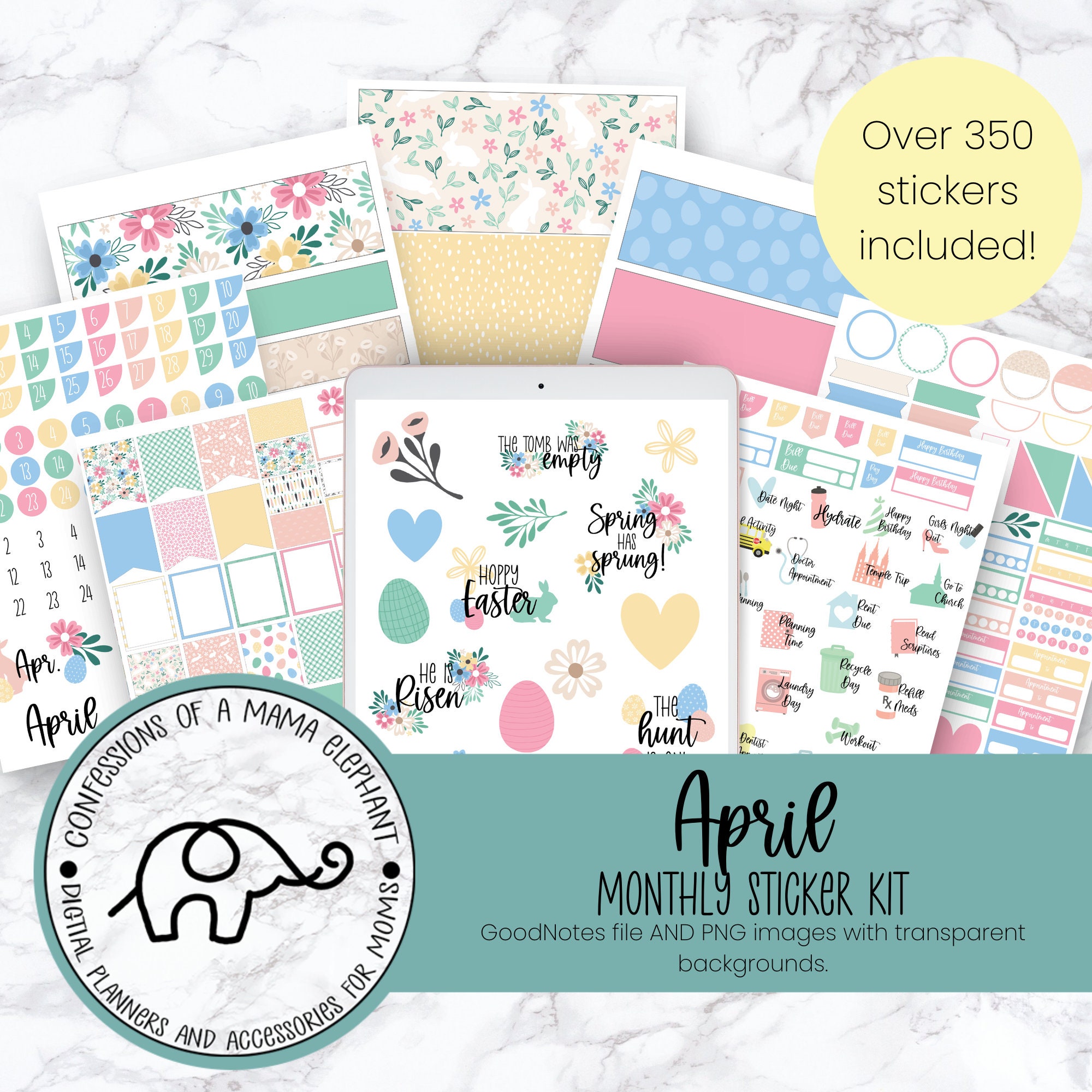 April Digital Planner Stickers Easter Sticker Kit Holiday - Etsy